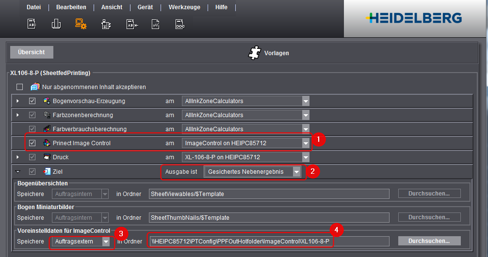 Anbindung für das Senden von PPF-Voreinstelldaten konfigurieren