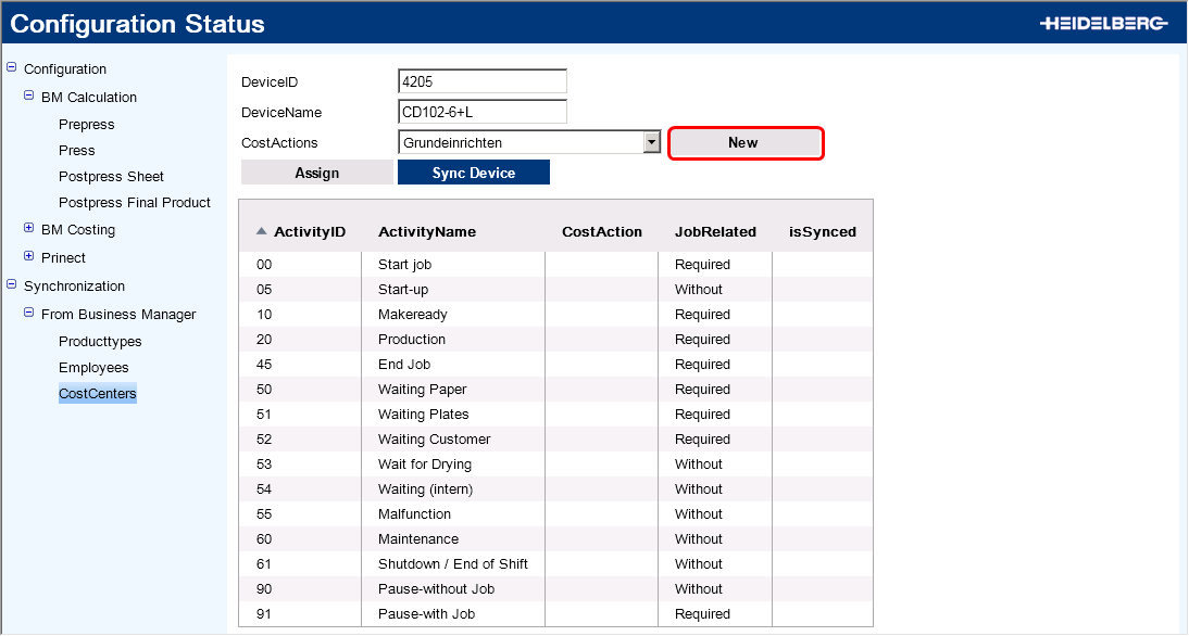 Geräte, Kostenstellen und Arbeitsvorgänge ("CostCenters") importieren