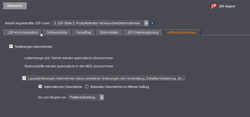 Administration - JDF-Import