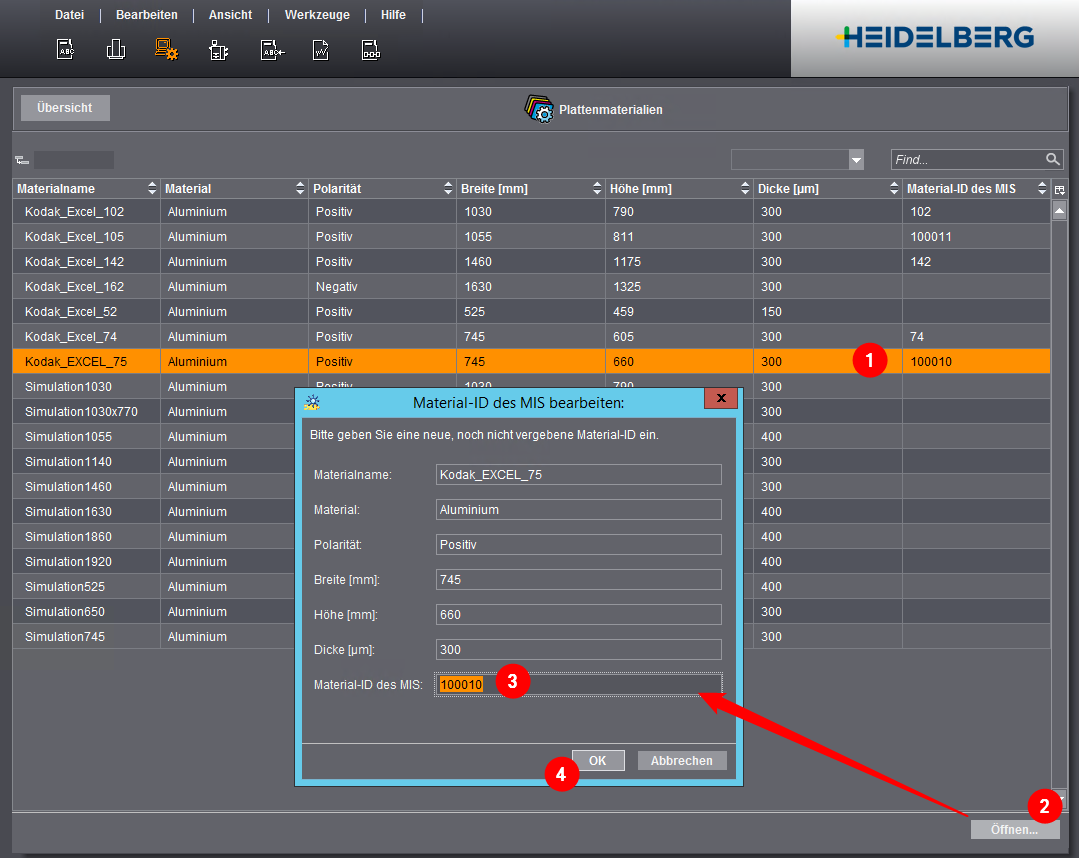 Plattenmaterial ("Plates") zuordnen
