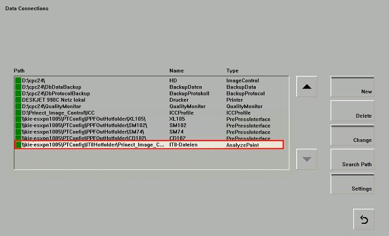 Prinect Image Control 连接至 Prinect Press Center/Prinect CP2000 Center